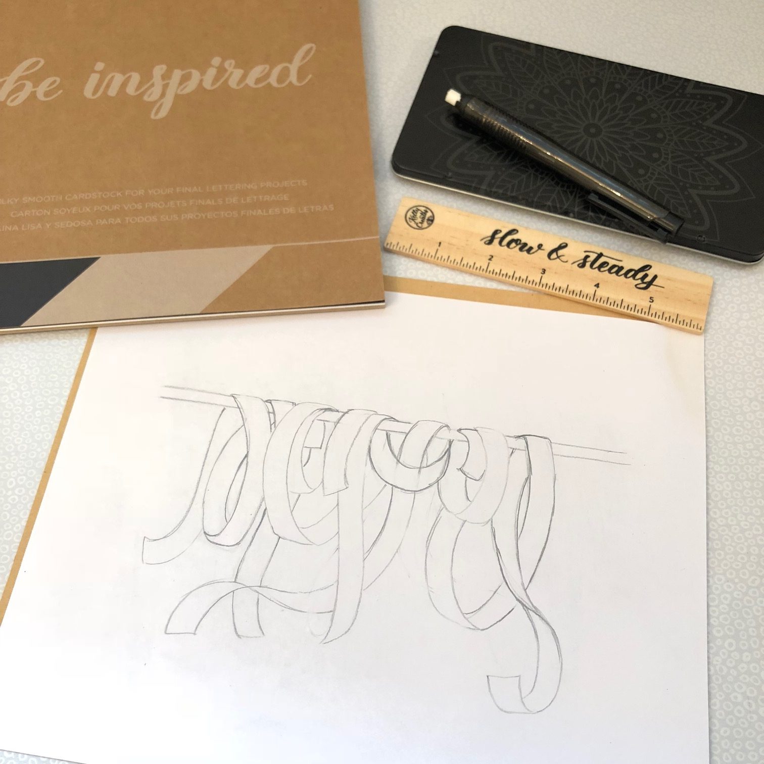 Hand Lettered Quote with Illustrated Ribbons – Kelly Creates