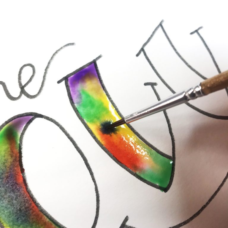 Groovy Tie-Dye Lettering with Watercolor – Kelly Creates