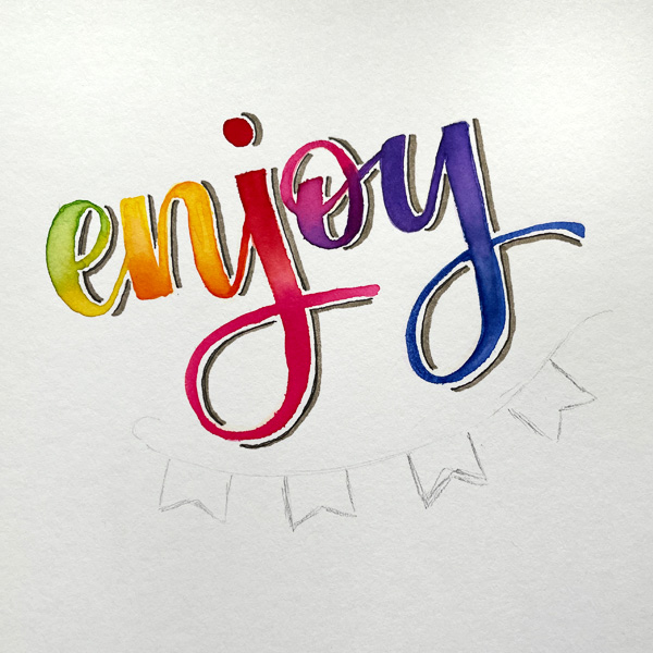 Colorful Rainbow Watercolor Lettering – Kelly Creates