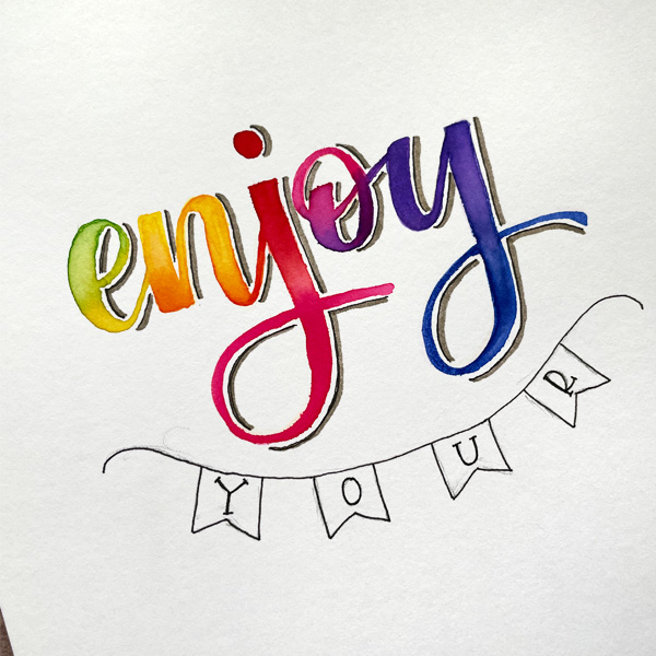 Colorful Rainbow Watercolor Lettering – Kelly Creates