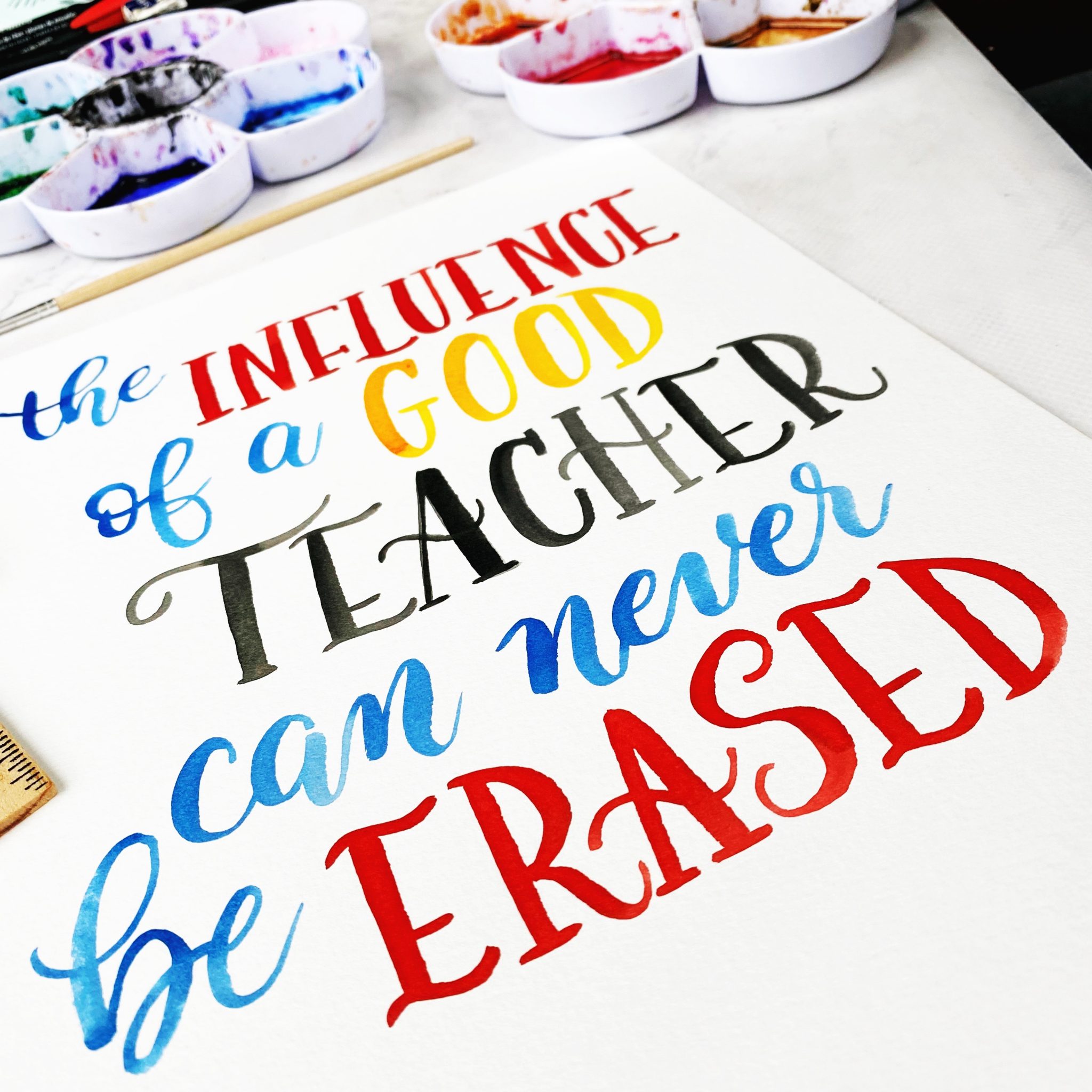 Watercolour Wednesday – Teacher Quote – Kelly Creates