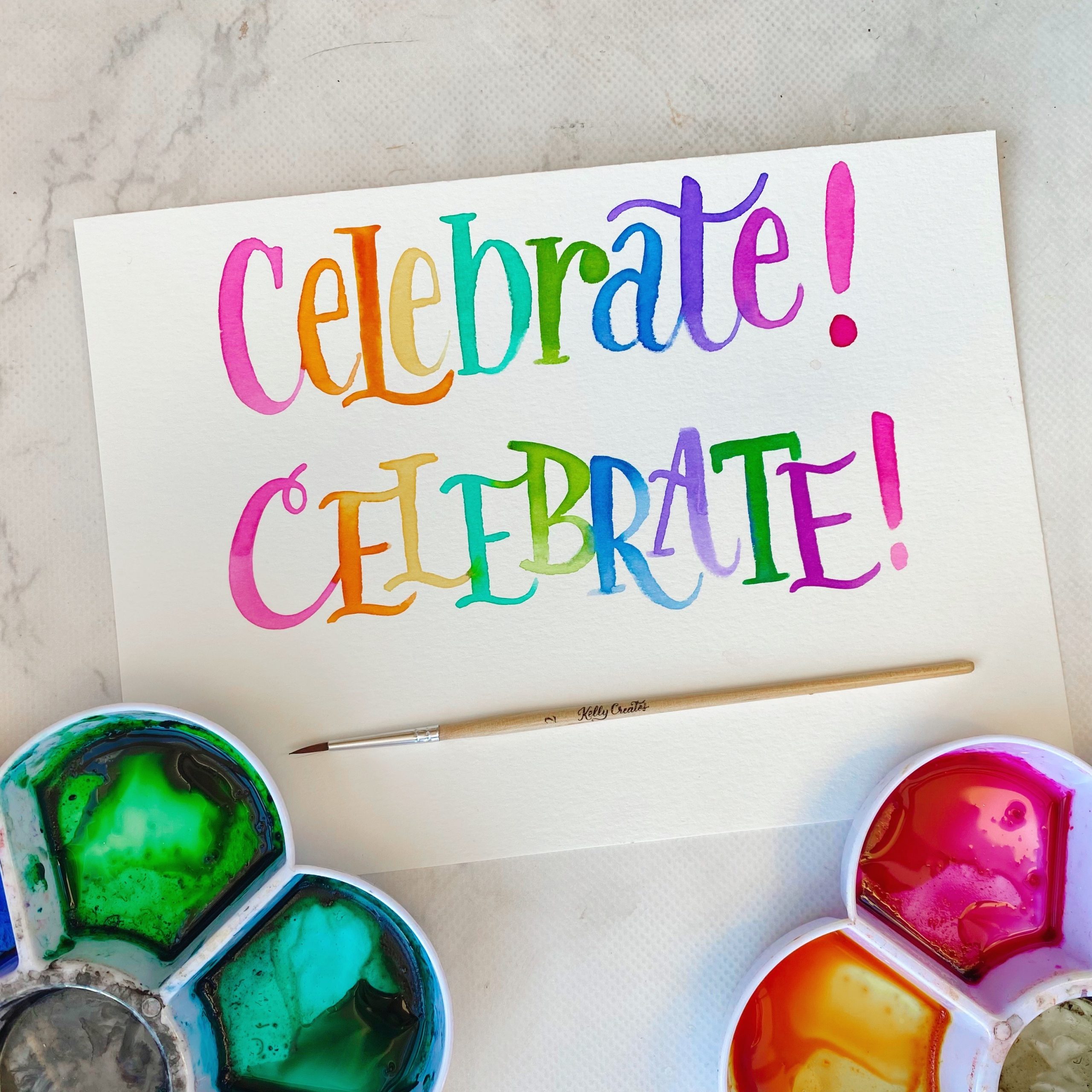 Watercolour Wednesday – Lettering Free Printable – Kelly Creates