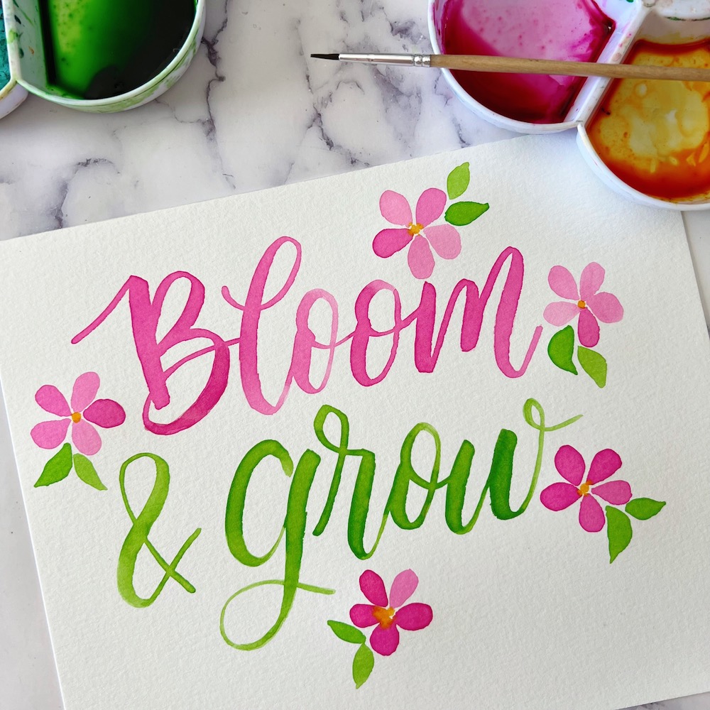 Watercolour Wednesday – Bloom & Grow Free Printable – Kelly Creates