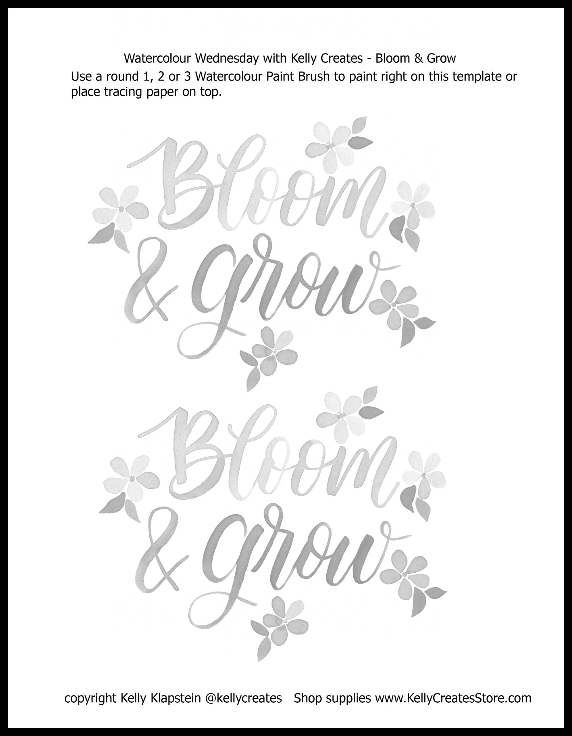 Watercolour Wednesday – Bloom & Grow Free Printable – Kelly Creates