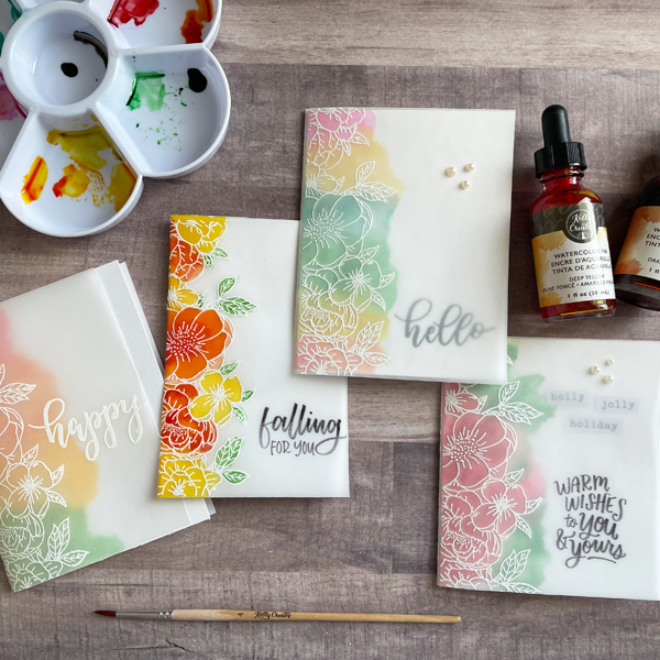 Watercolor & Stamped All Occasion Cards – Kelly Creates